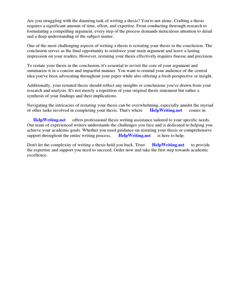 How to Restate a Thesis Effectively | PDF