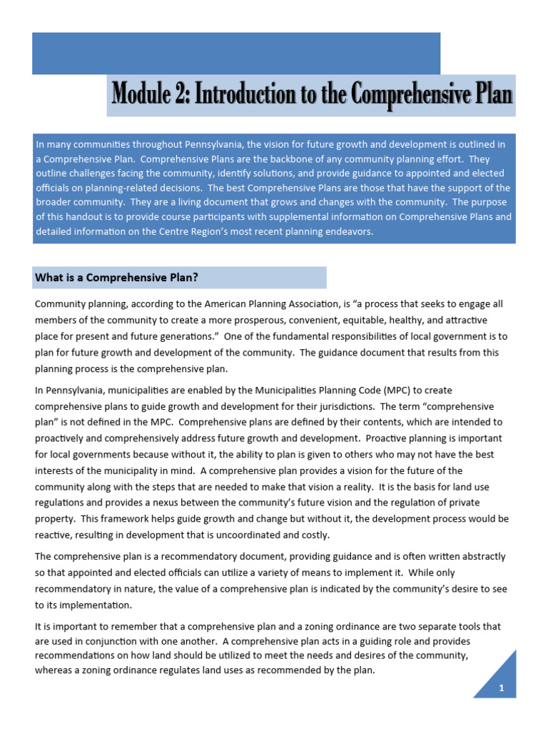 Introduction To The Comprehensive Plan | PDF | Zoning | Goal
