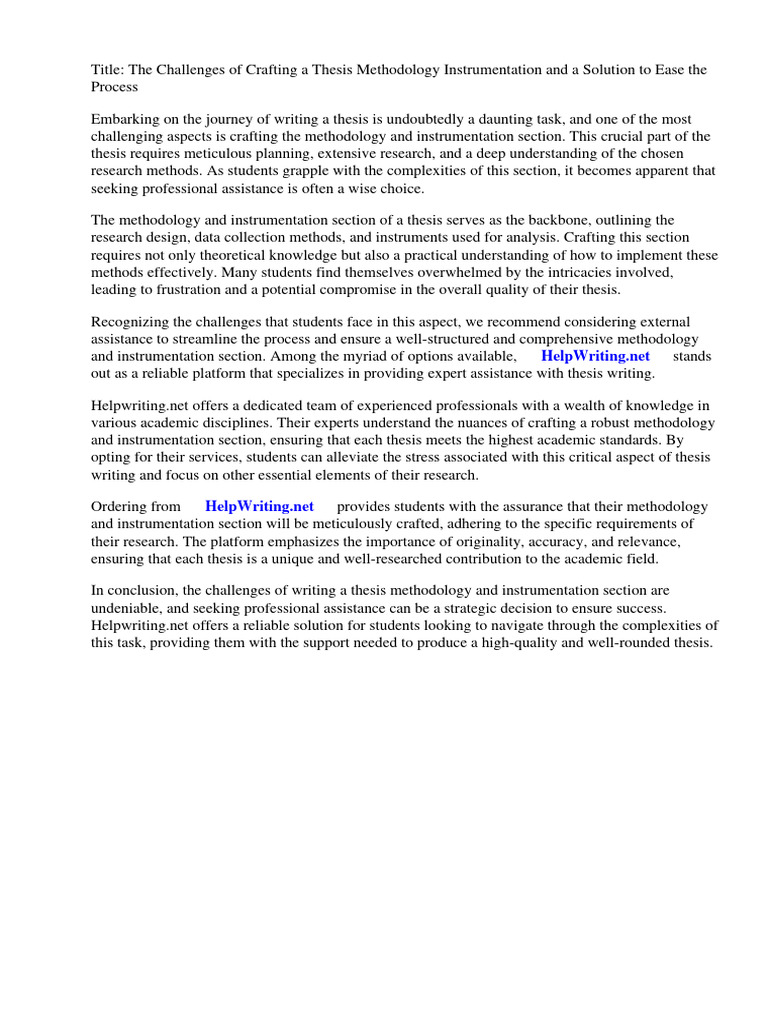 Thesis Methodology Instrumentation | PDF | Methodology | Scientific Method