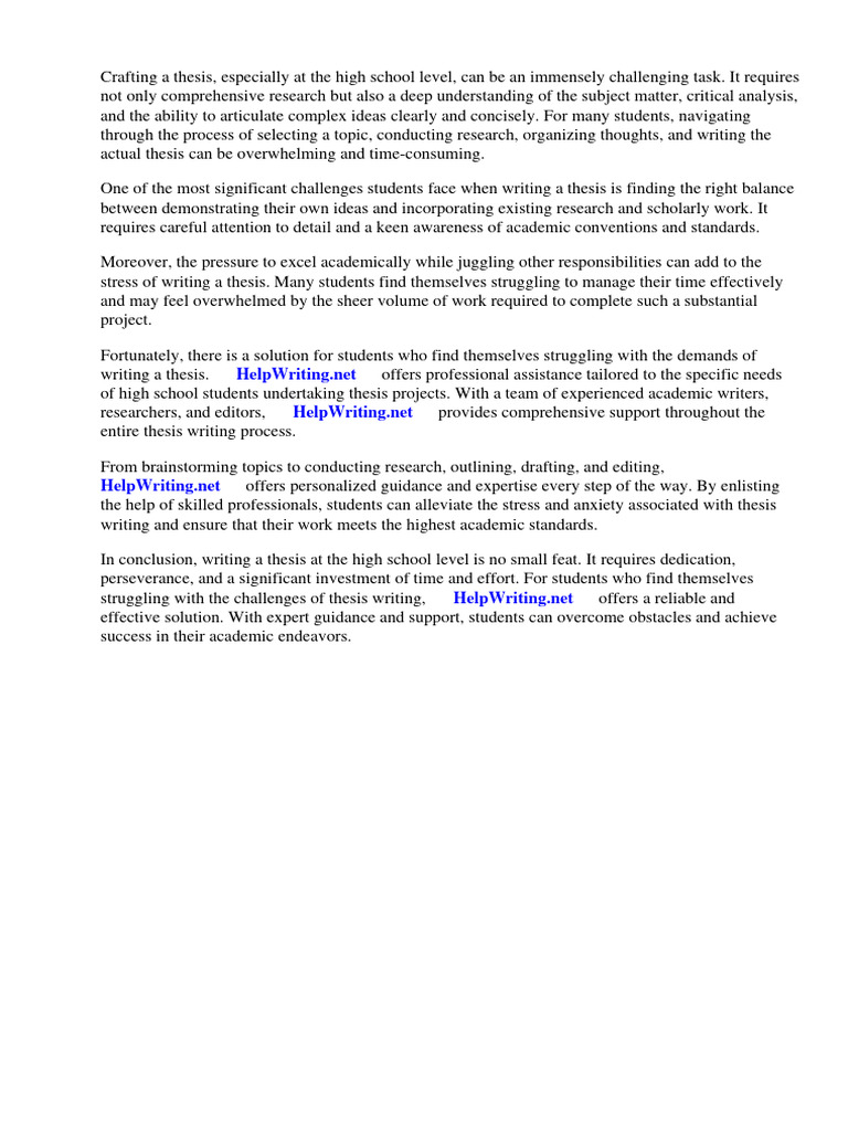Thesis High School | PDF | Thesis | English Language