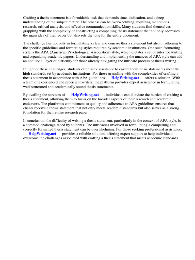 Apa Maksud Dari Thesis Statement | PDF | American Psychological ...