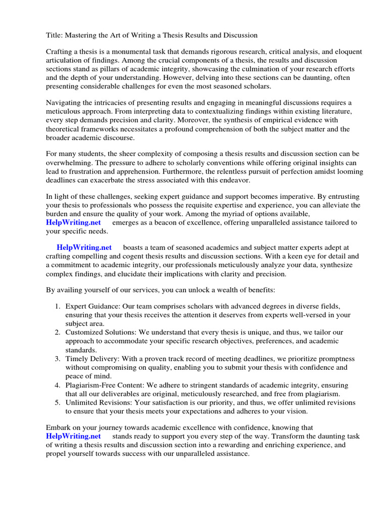 Writing a Thesis Results and Discussion | PDF | Science | Scientific Method