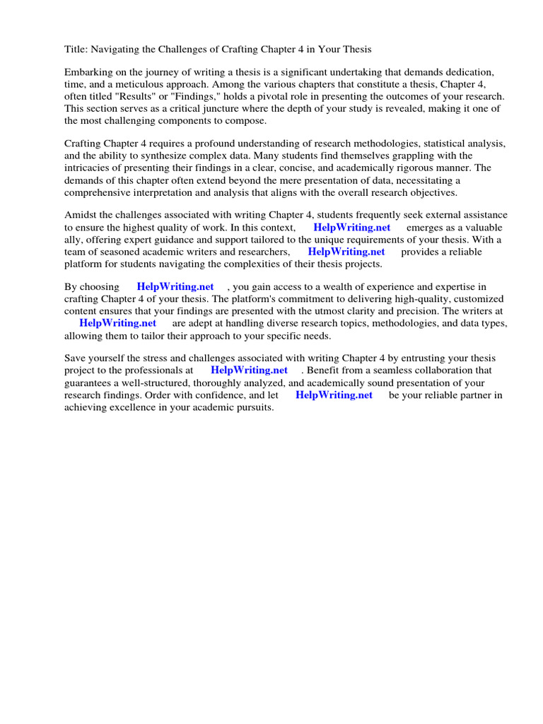 Chapter 4 Thesis Sample | PDF