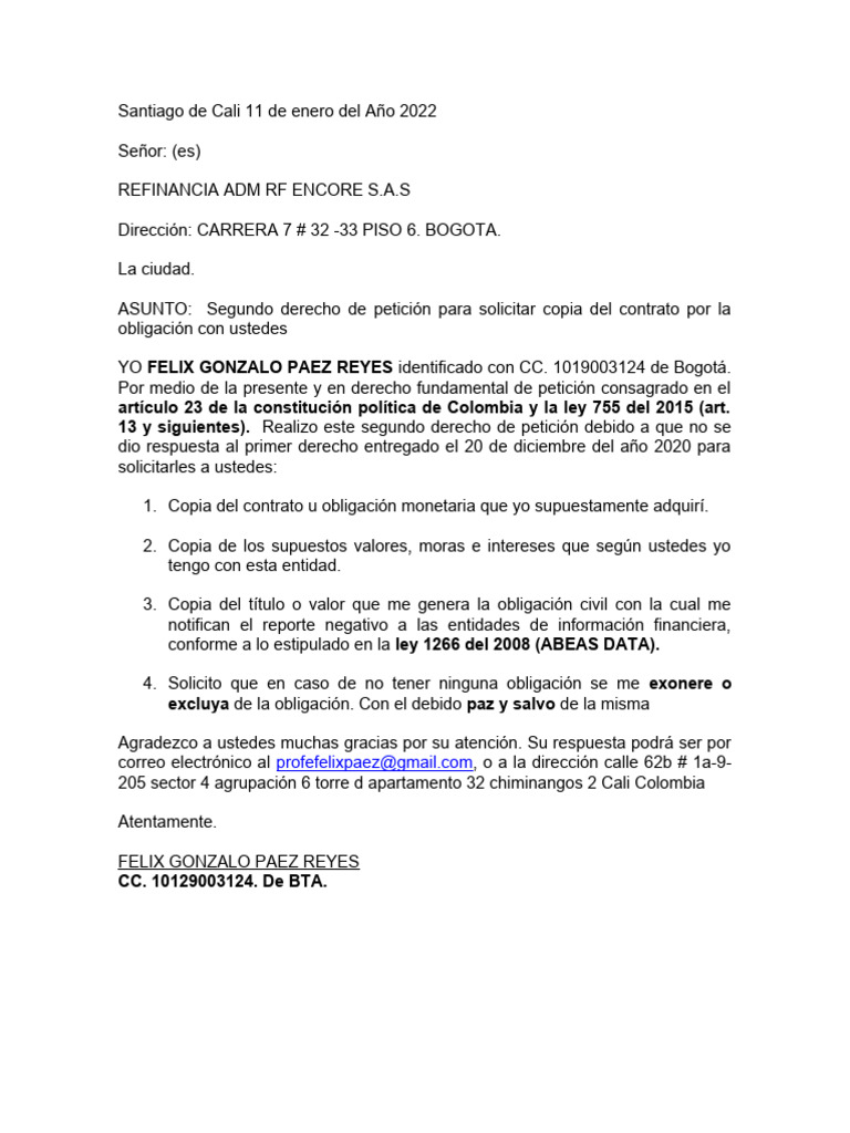 Derecho Refinancia Adm RF Encore S.A | PDF