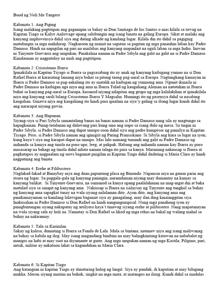 Buod NG Noli Me Tangere | PDF