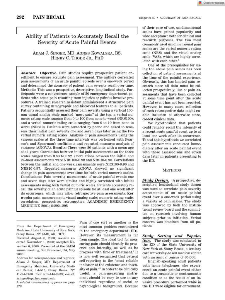 Academic Emergency Medicine - 2008 - Singer - Ability of Patients To ...