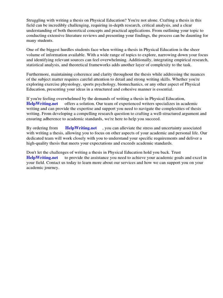 Physical Education Thesis PDF | PDF