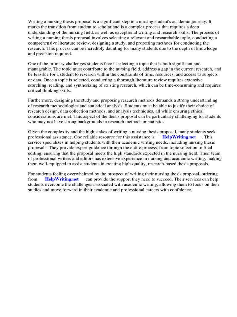 Nursing Thesis Proposal | PDF | Nursing | Thesis