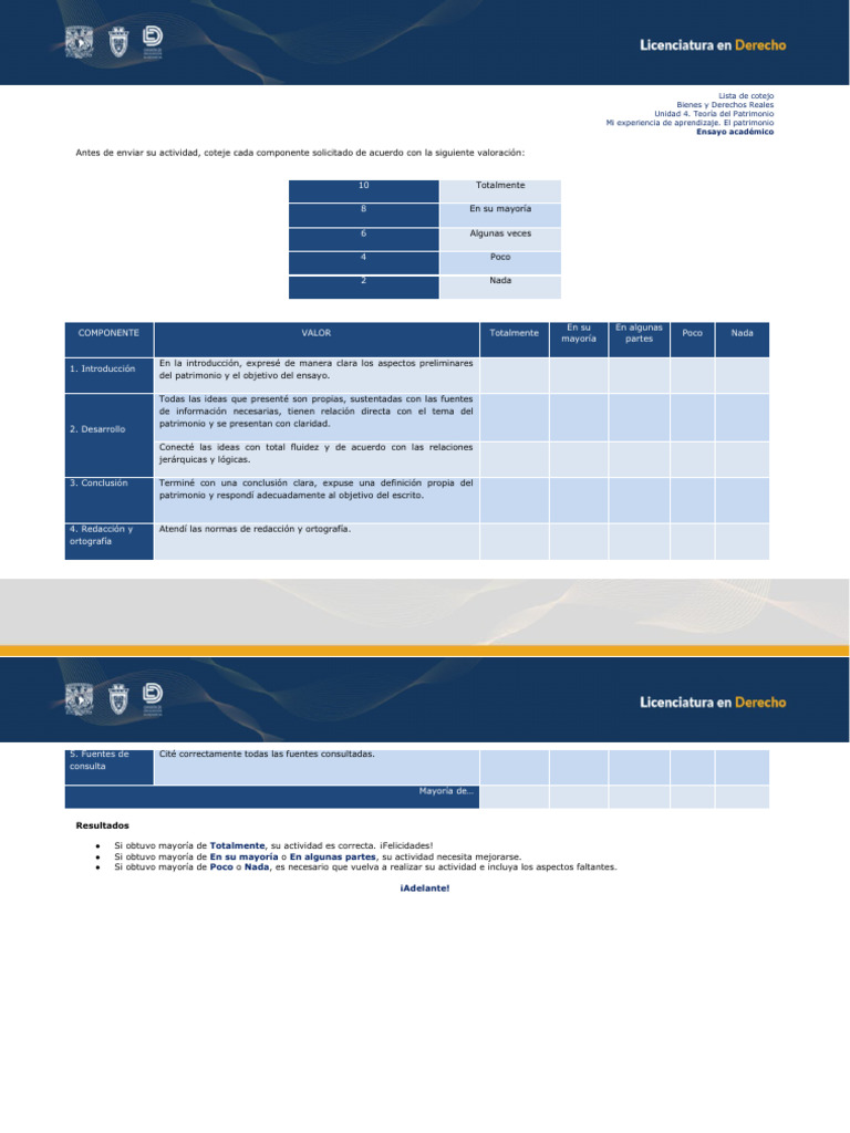 Cotejo Ensayo U4a1 | PDF