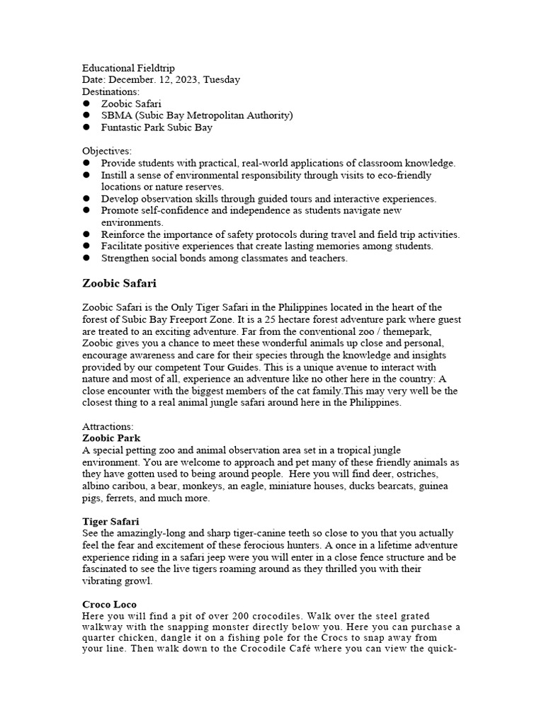Educational Fieldtrip | PDF