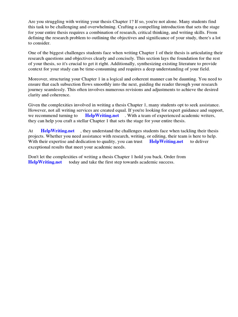 How To Write Thesis Chapter 1 | PDF