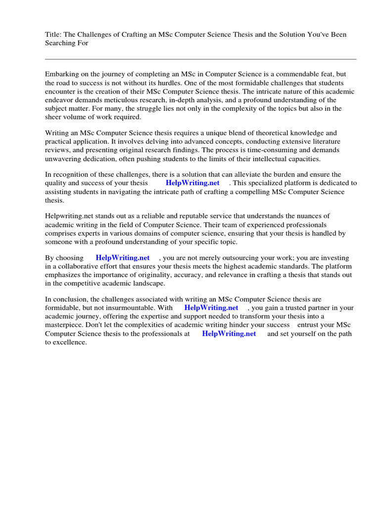 MSC Computer Science Thesis Topics | PDF | Security | Computer Security