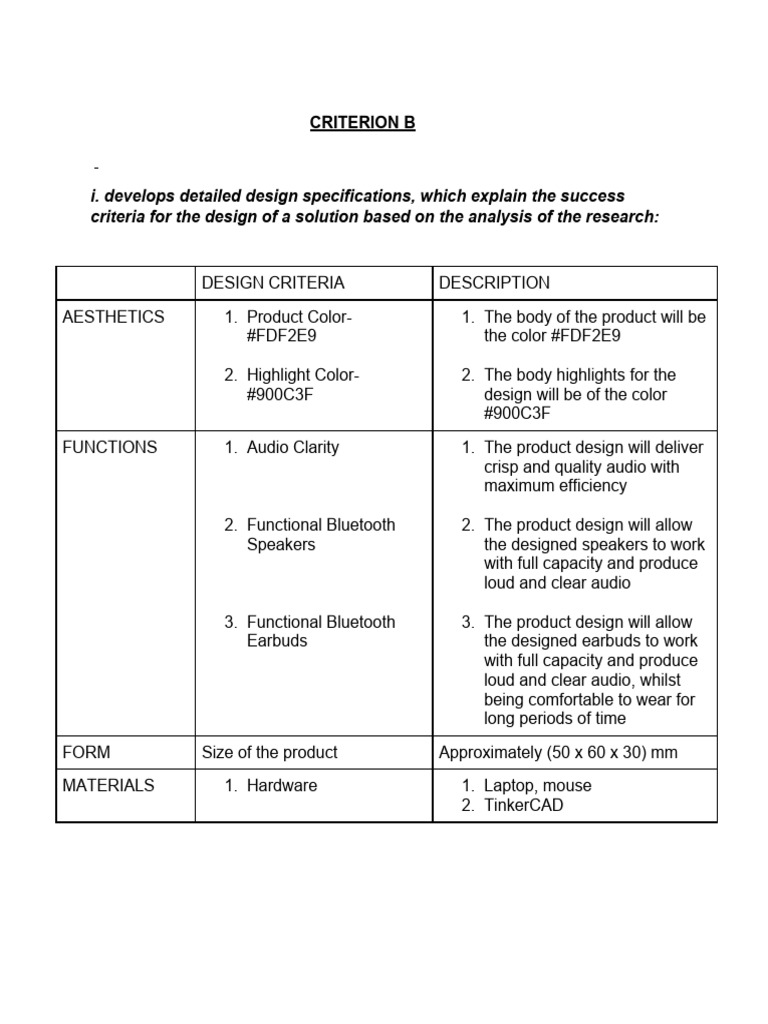 Bhargav CS Criteria B and C | PDF | Headphones | Usability