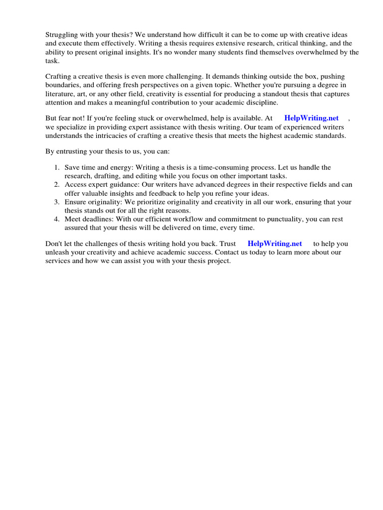 Creative Thesis Examples | PDF | Thesis | Essays