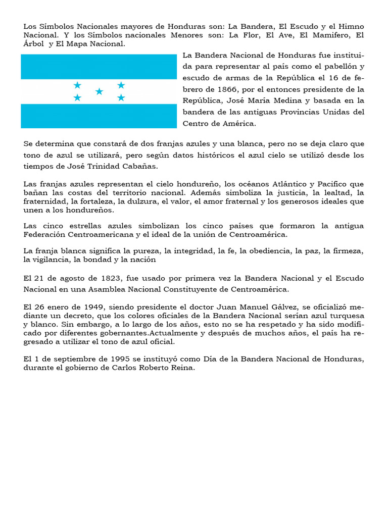 Simbolos Mayores y Menores de Honduras | PDF