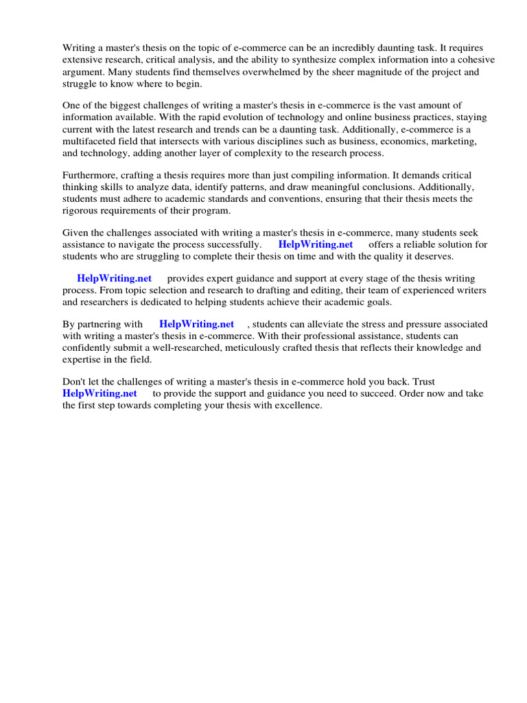 Master Thesis Ecommerce | Download Free PDF | E Commerce | Thesis