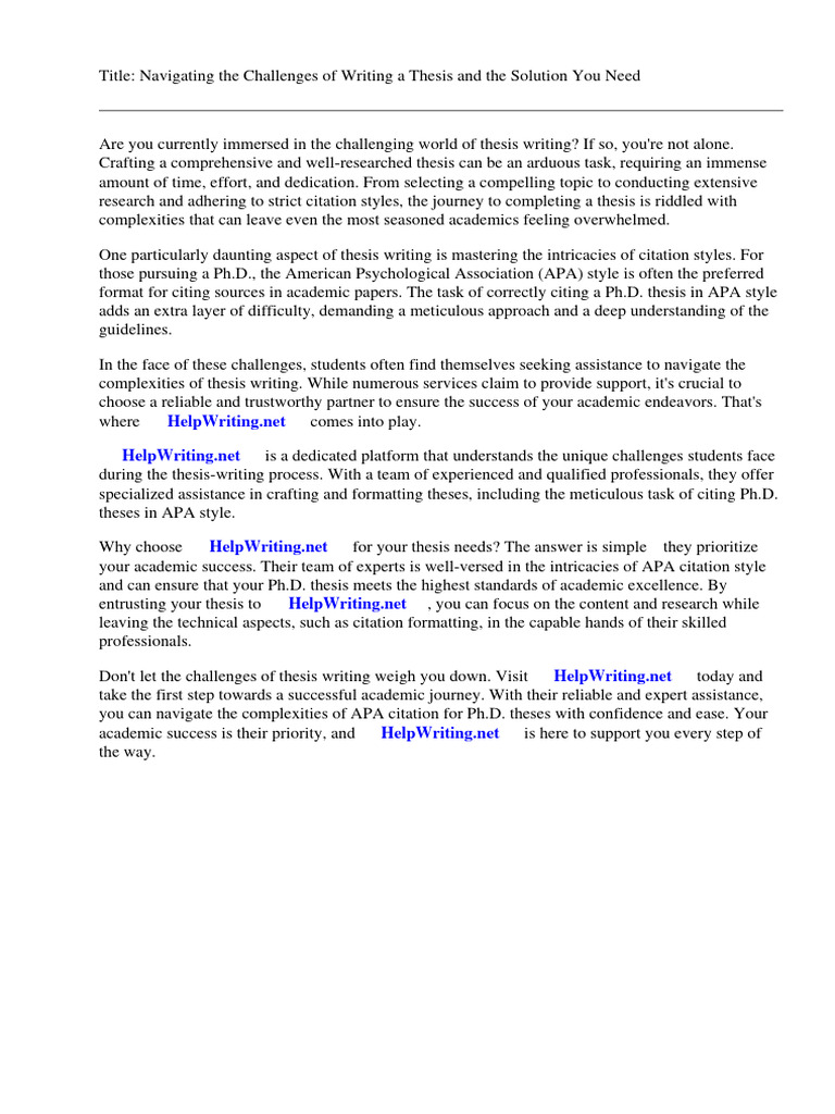 How To Cite PHD Thesis Apa | PDF | Citation | Apa Style
