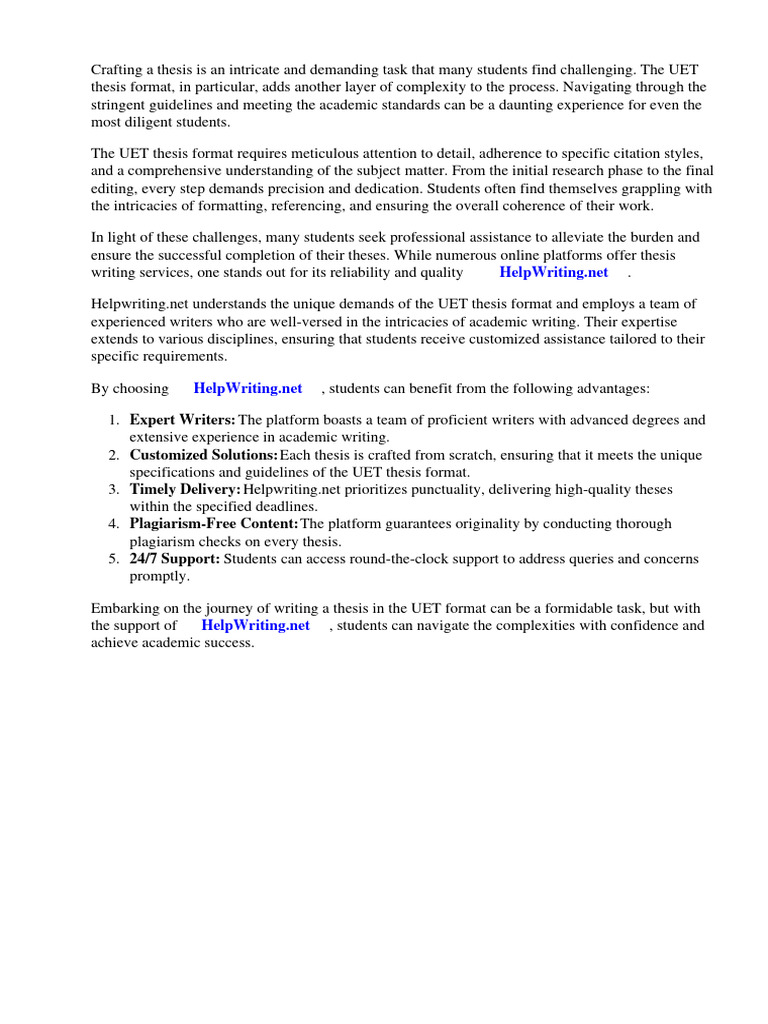 Uet Thesis Format | PDF