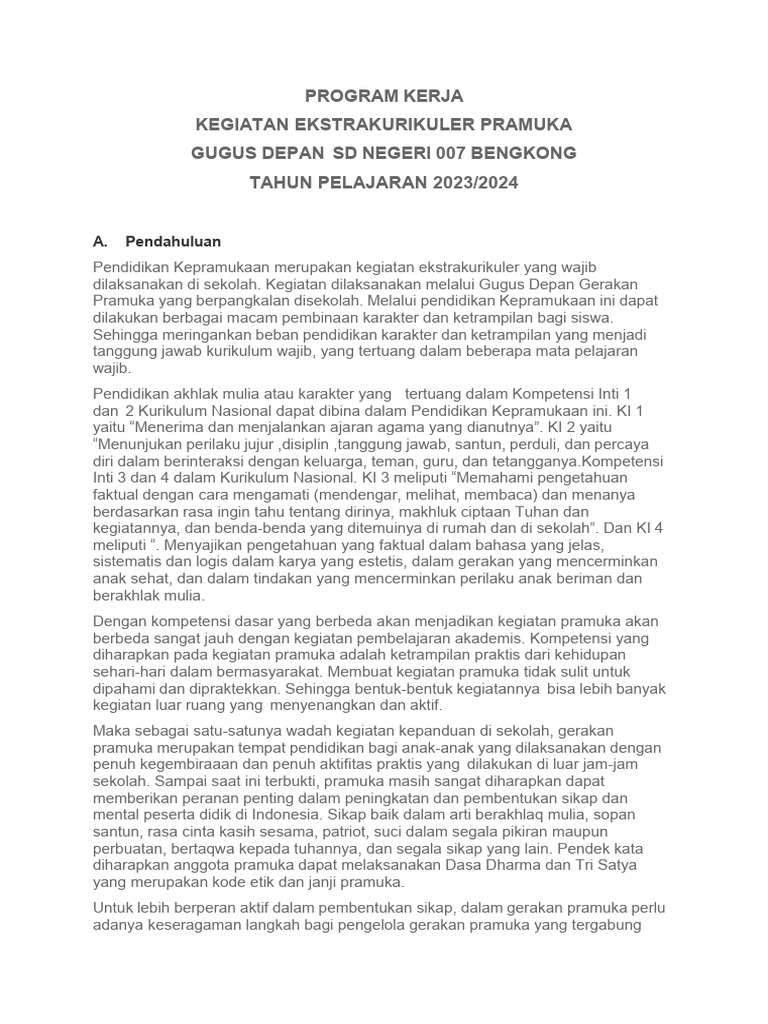 Program Eskul Pramuka Ok. Genap | PDF