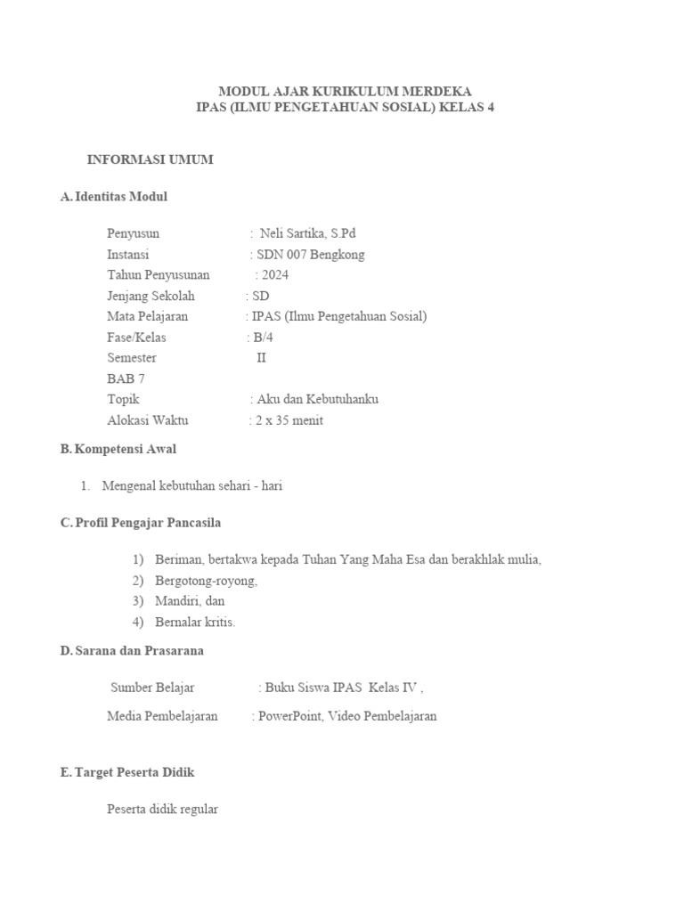 Modul Ajar Kurikulum Merdeka | PDF