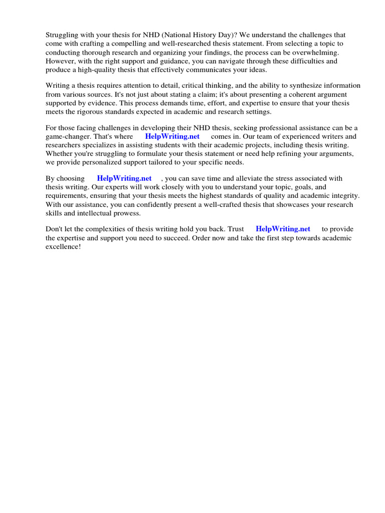 Thesis NHD | PDF | Essays | Thesis