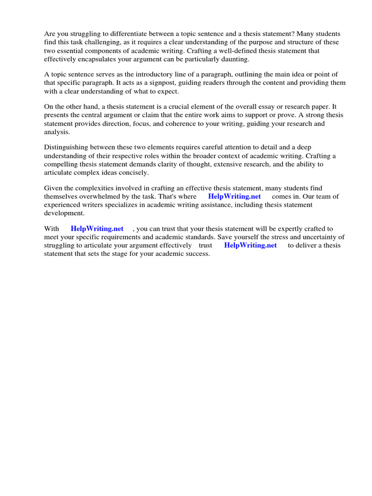 Topic Sentence and Thesis Difference | PDF | Career & Growth