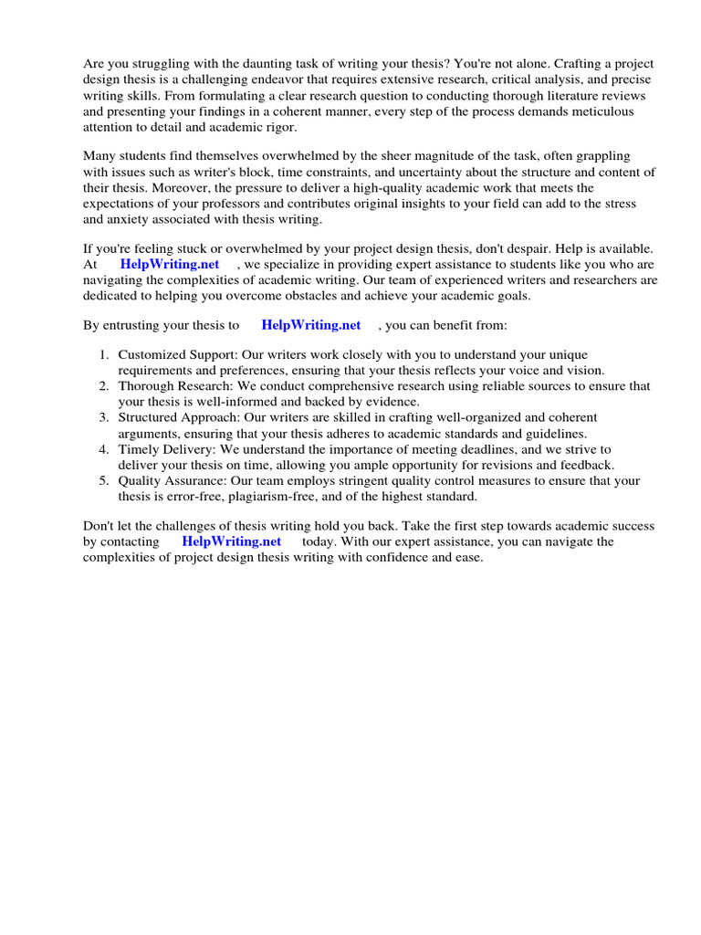 Project Design Thesis Sample | PDF | Thesis | Methodology