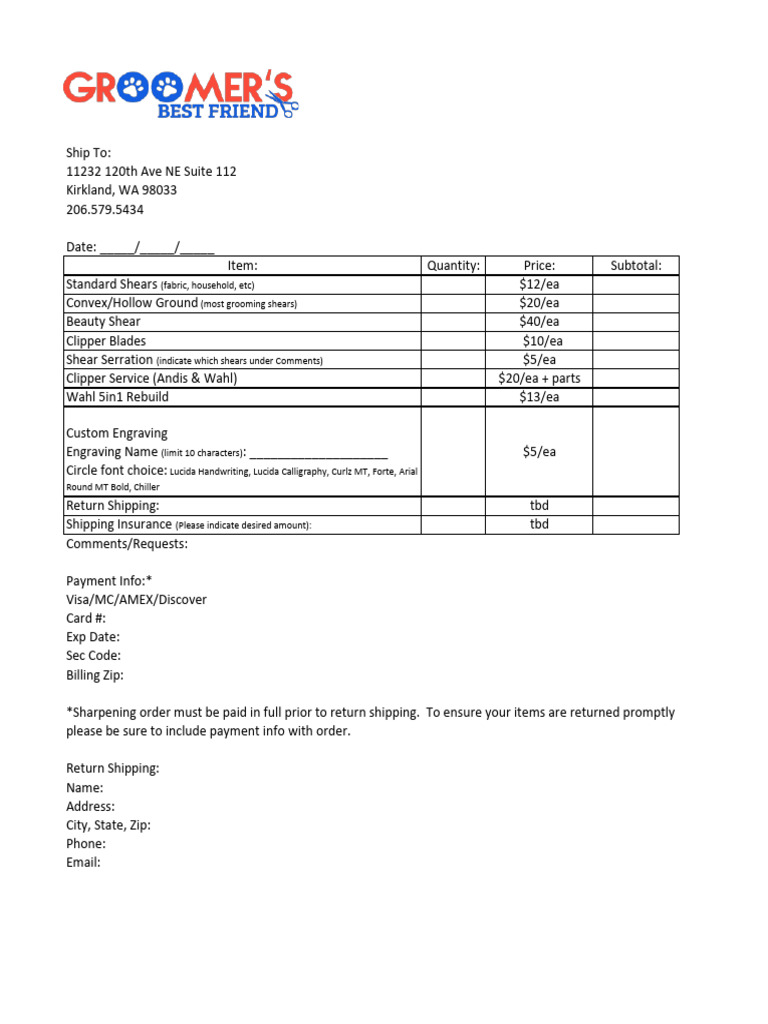 Sharpening-Order-Form-1 | PDF
