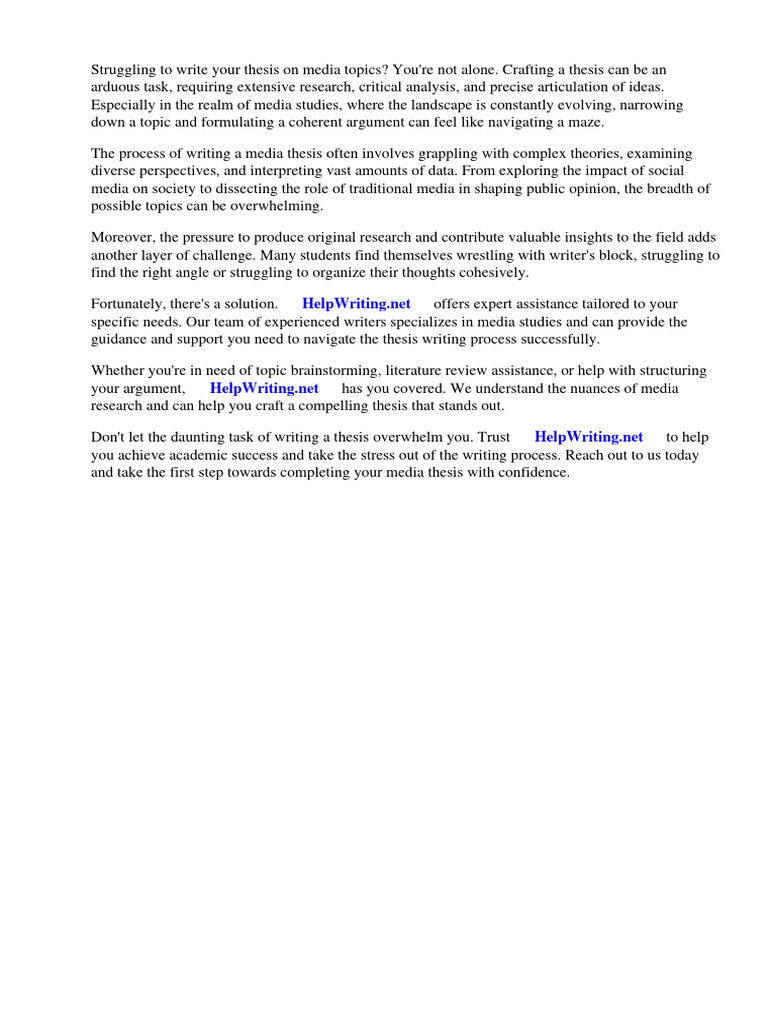 Media Thesis Topics List | PDF | Social Science