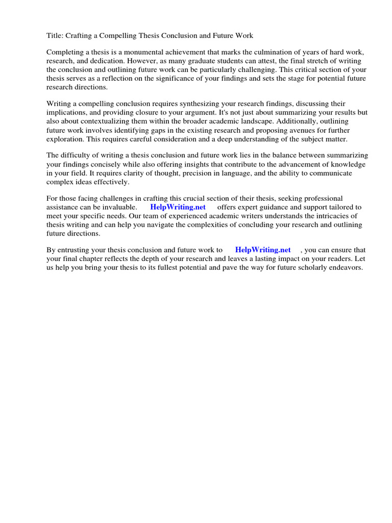 Thesis Conclusion and Future Work | PDF | Thesis | Essays