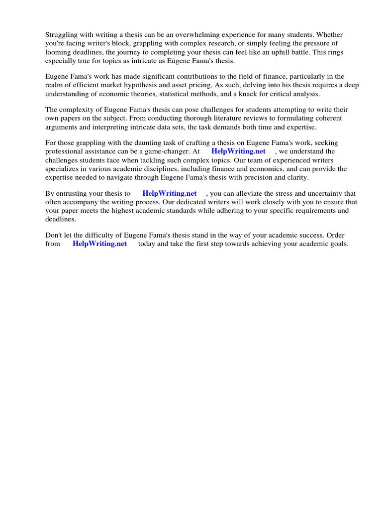Eugene Fama Thesis | PDF | Efficient Market Hypothesis | Financial ...