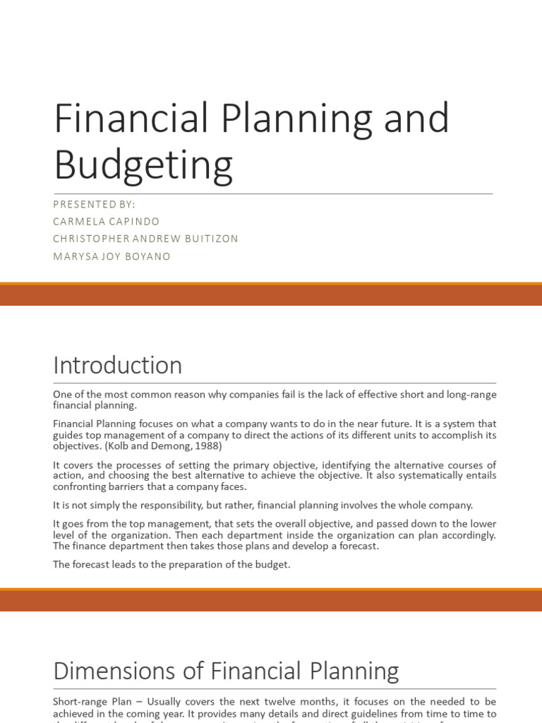 Financial Planning and Budgeting Overview | PDF | Income Statement ...