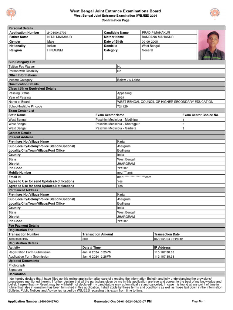 WB JEE 2024 ViewGeneratedDocs | PDF