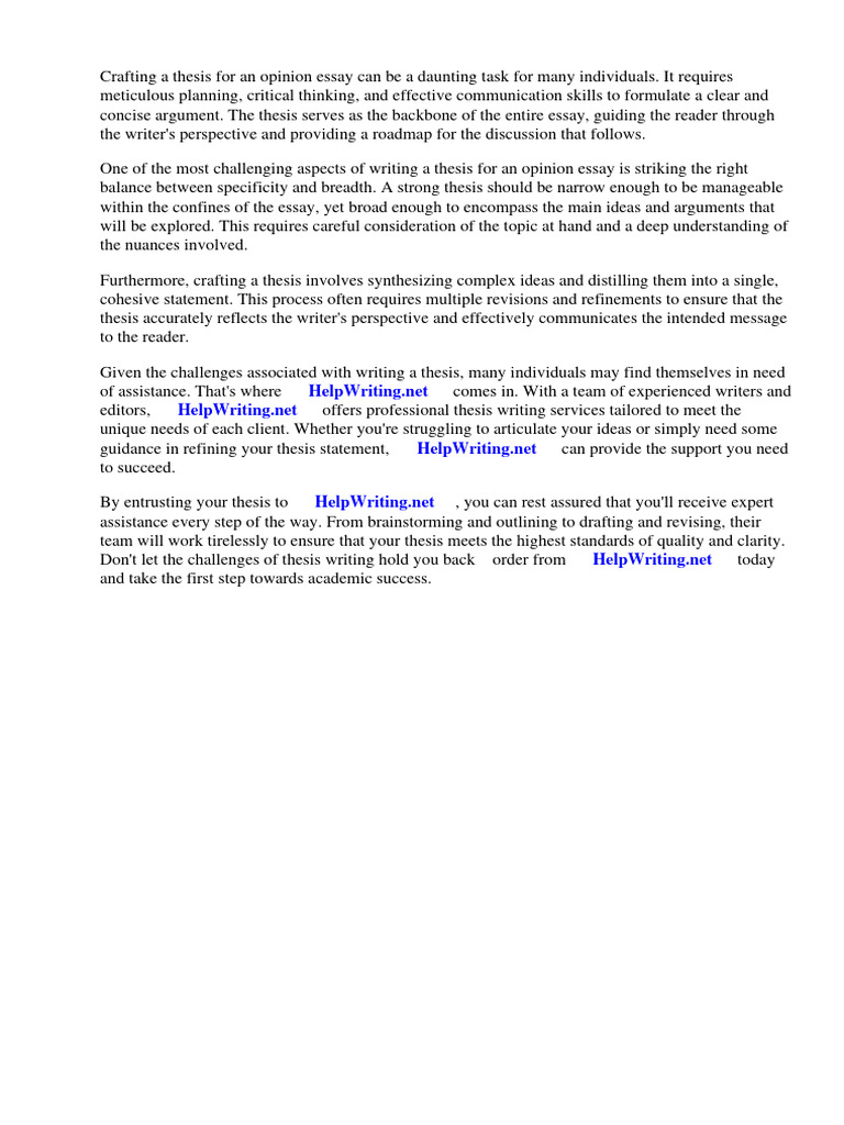 How To Write A Thesis For An Opinion Essay | Download Free PDF | Essays ...
