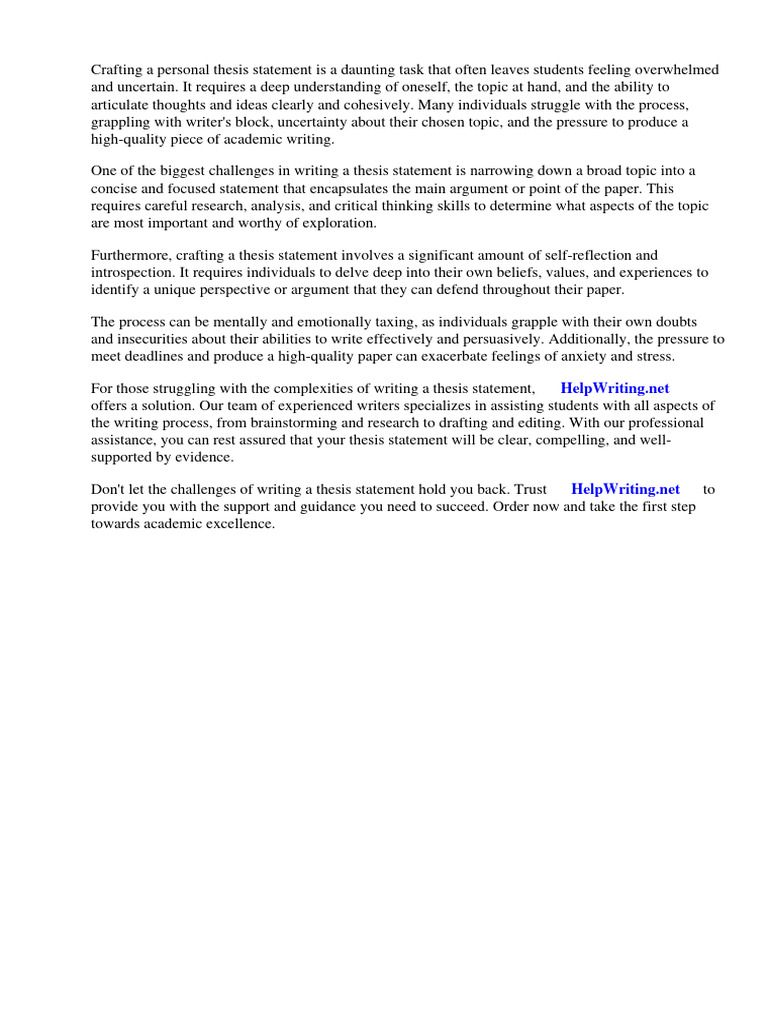 How To Write A Personal Thesis Statement | PDF