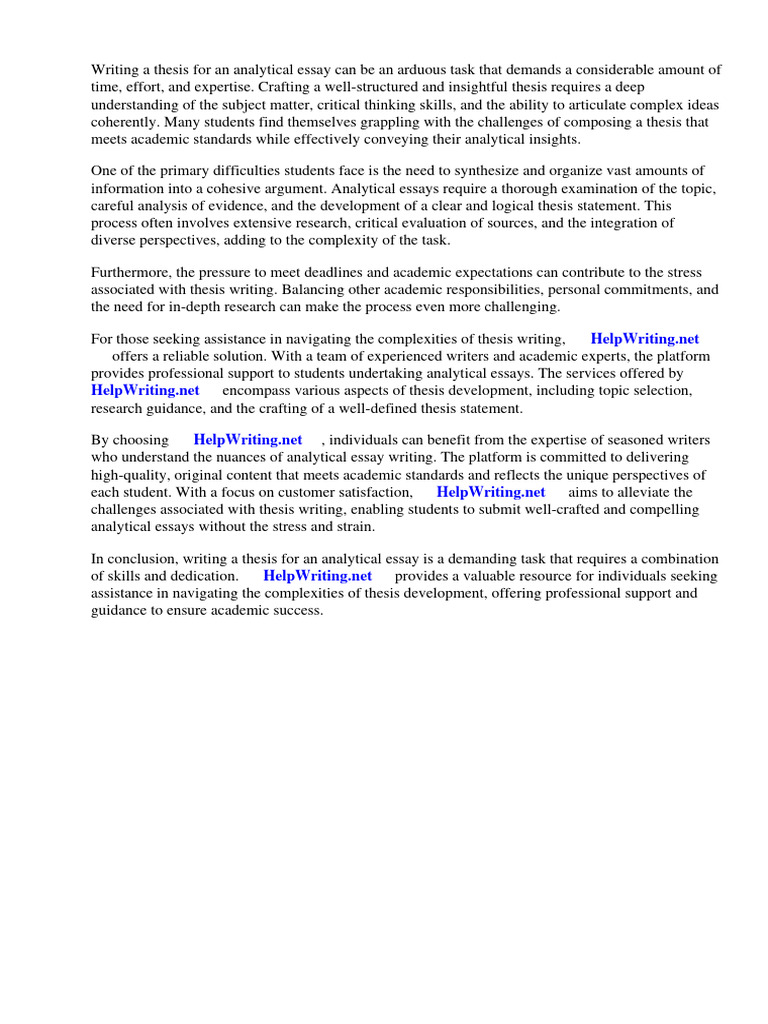 How To Write A Thesis For Analytical Essay | PDF | Essays | Thesis