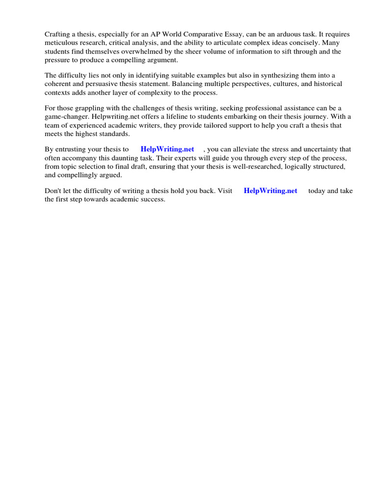 AP World Comparative Essay Thesis Examples | PDF | Career & Growth