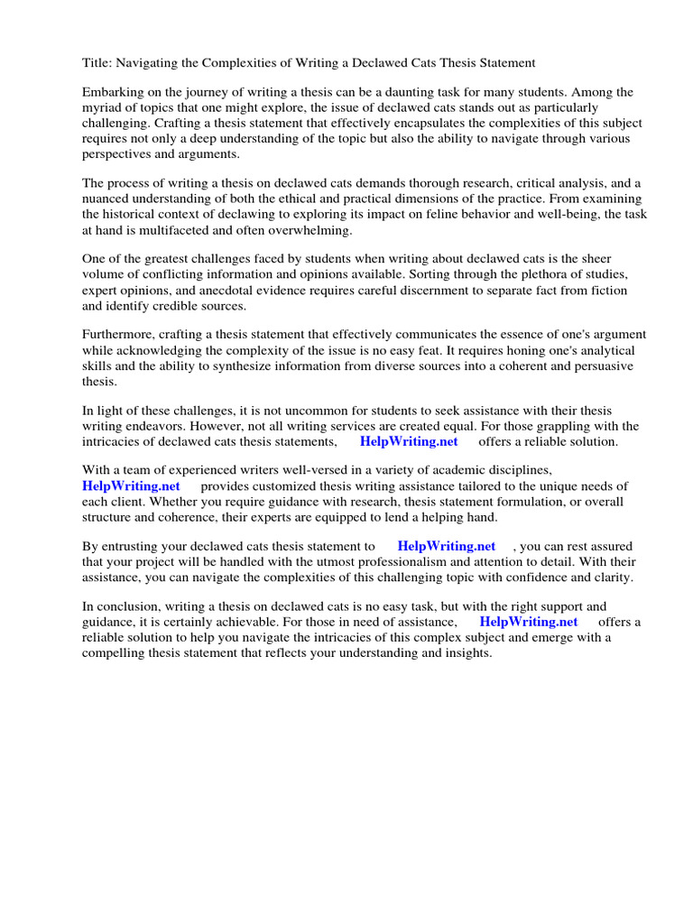 Declawed Cats Thesis Statement | PDF