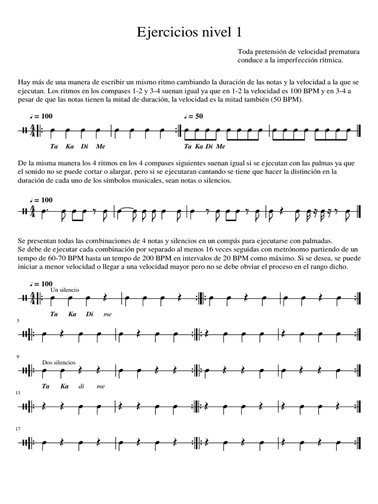 Ejercicios Rítmicos | PDF | Ritmo | Notación musical