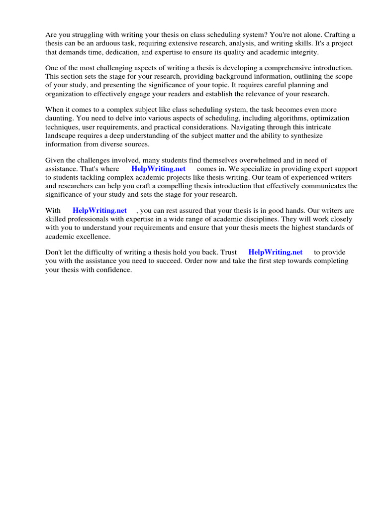 Class Scheduling System Thesis Introduction | PDF | Thesis