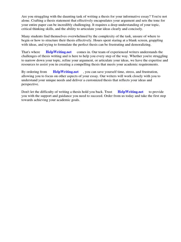 Thesis Generator Informative Essay | PDF | Essays | Thesis