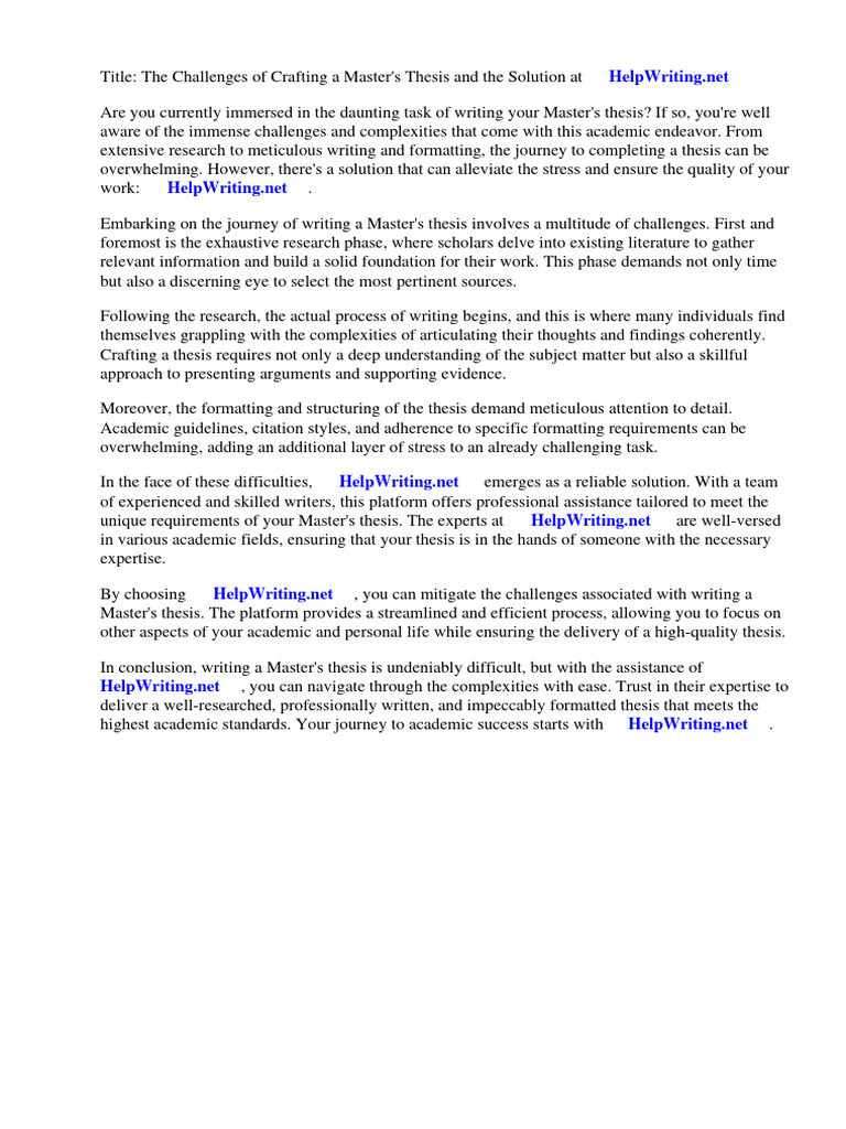 When i Write My Masters Thesis Tab | PDF