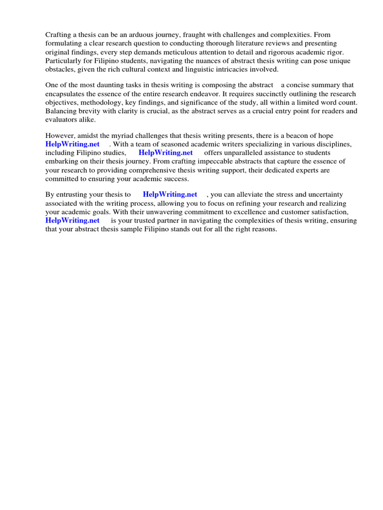 Abstract Thesis Sample Filipino | PDF Abstract Thesis Sample Filipino | PDF