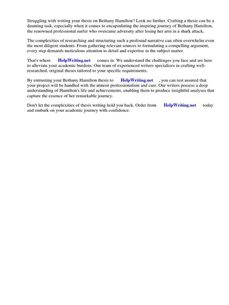 Bethany Hamilton Thesis | PDF | Social Science