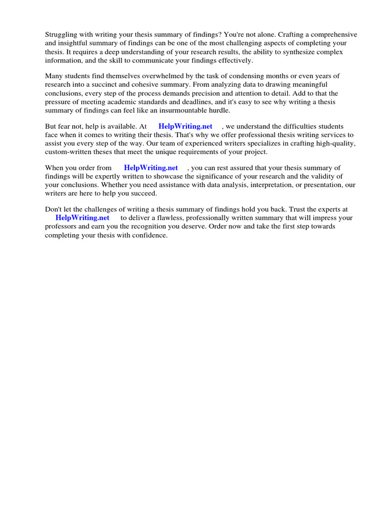 Thesis Summary of Findings | PDF | Thesis | Essays