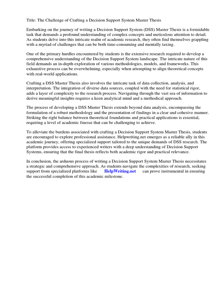 Decision Support System Master Thesis | PDF | Decision Support System ...