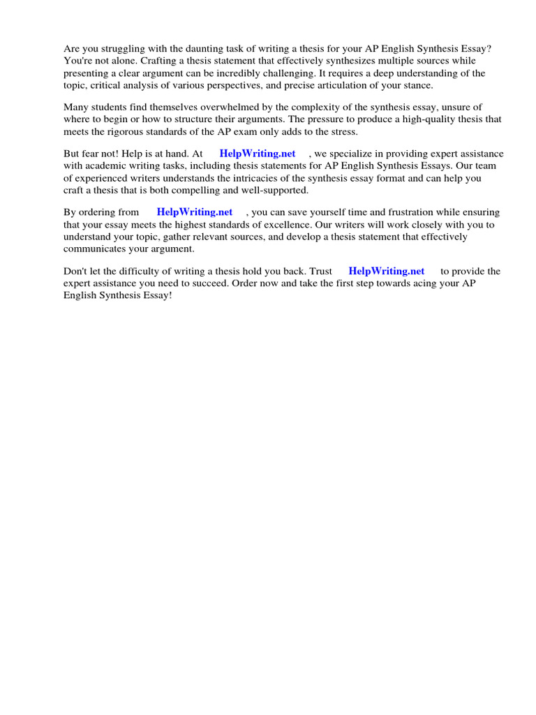 AP English Synthesis Essay Sample 9 | PDF | Essays | Critical Thinking