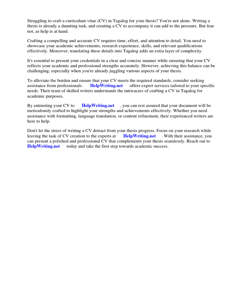 Example of Curriculum Vitae Tagalog For Thesis | PDF | Résumé | Tagalog ...