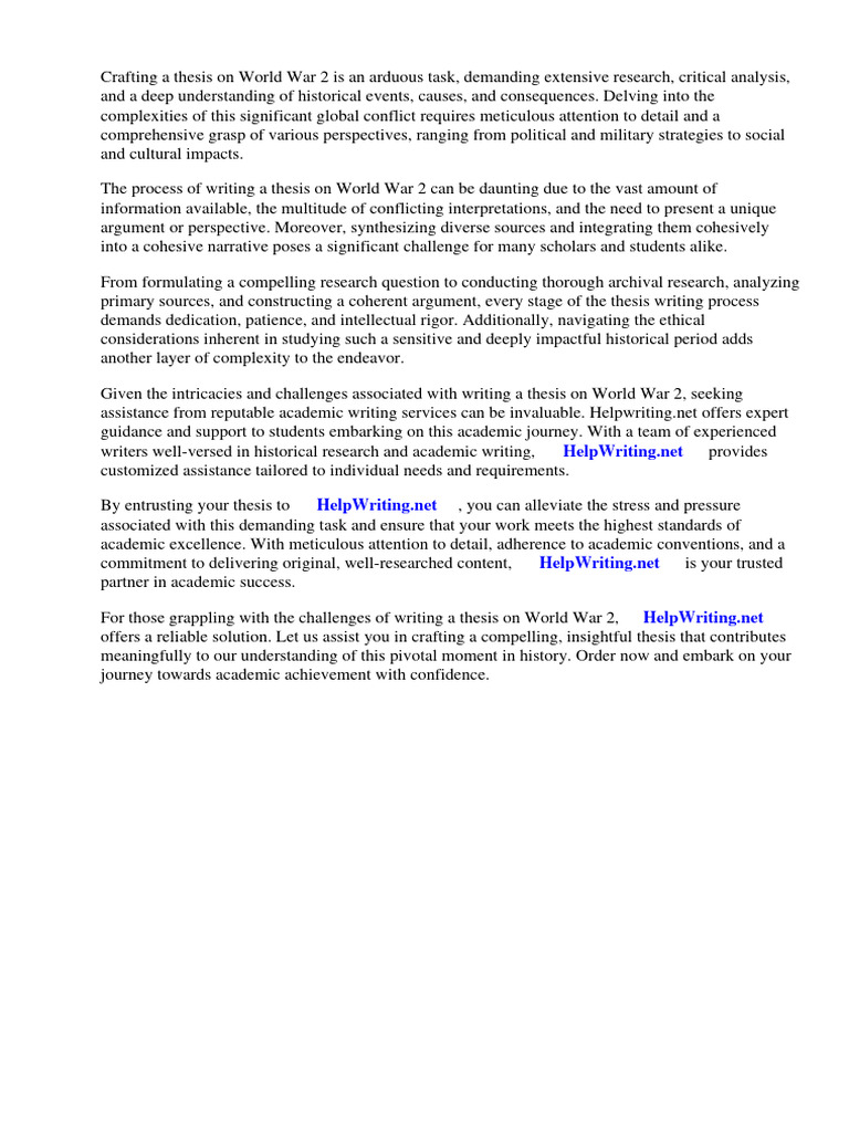 World War 2 Essay Thesis | PDF