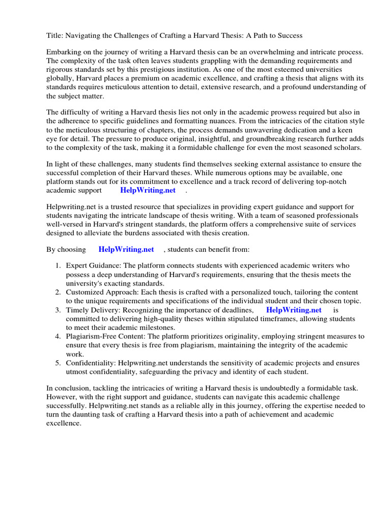 Harvard Thesis PDF | PDF | Essays | Sentence (Linguistics)